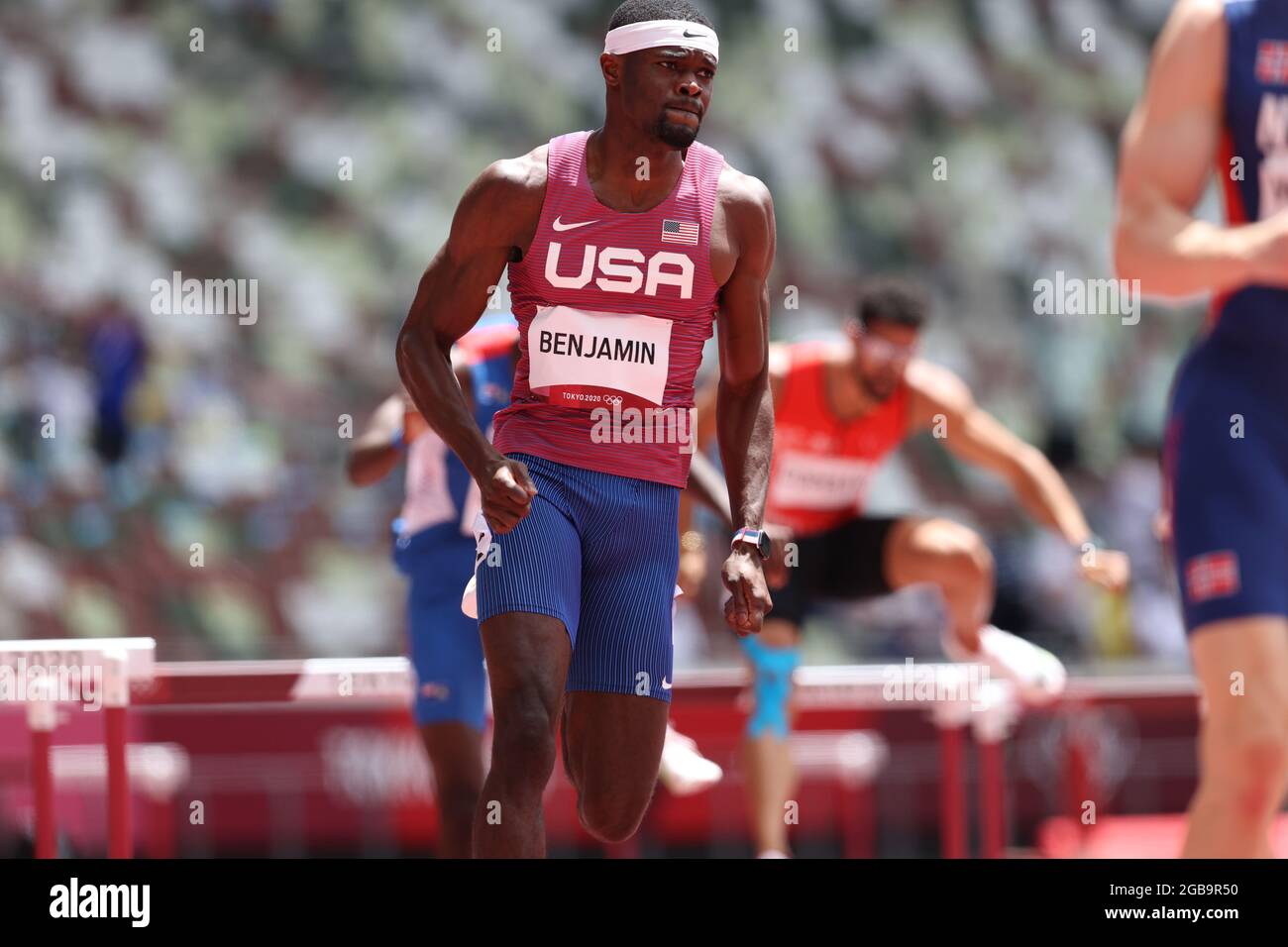 Tokyo, Japan. 3rd Aug, 2021. Rai BENJAMIN (USA) wins silver Athletics ...