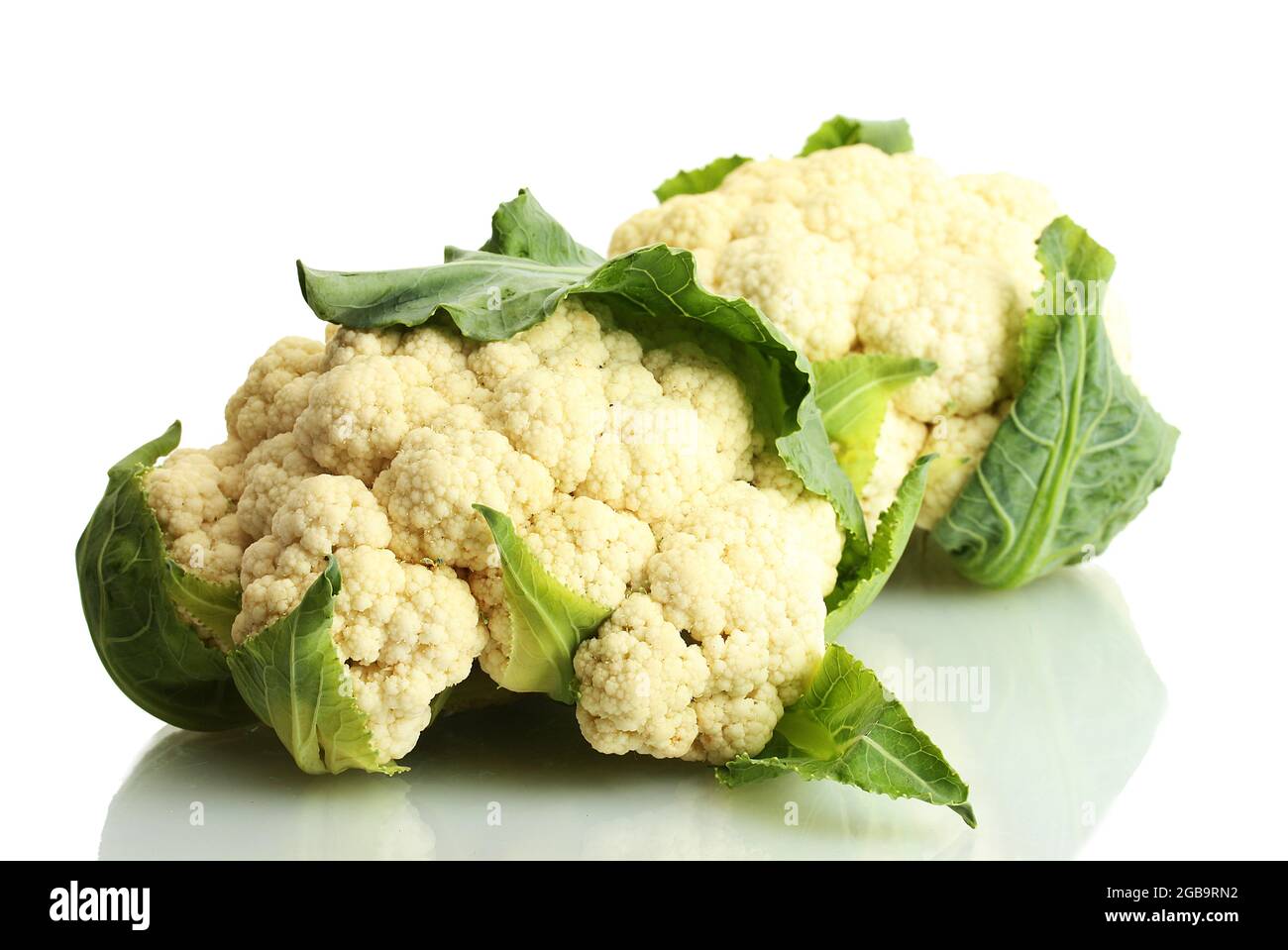 Fresh cauliflowers isolated on white Stock Photo - Alamy