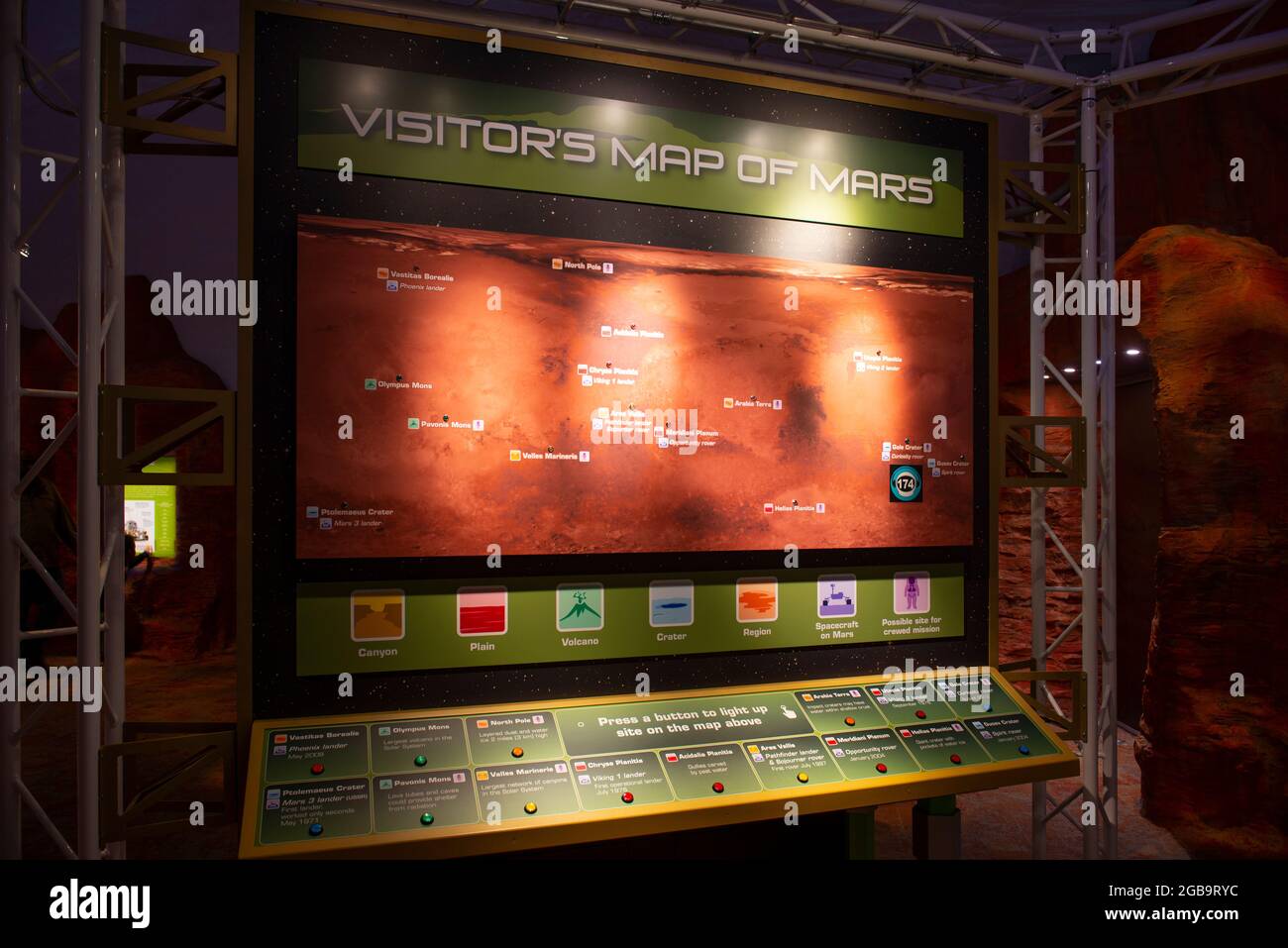 Mission Mars on Mars map displayed in Johnson Space Center in city of ...