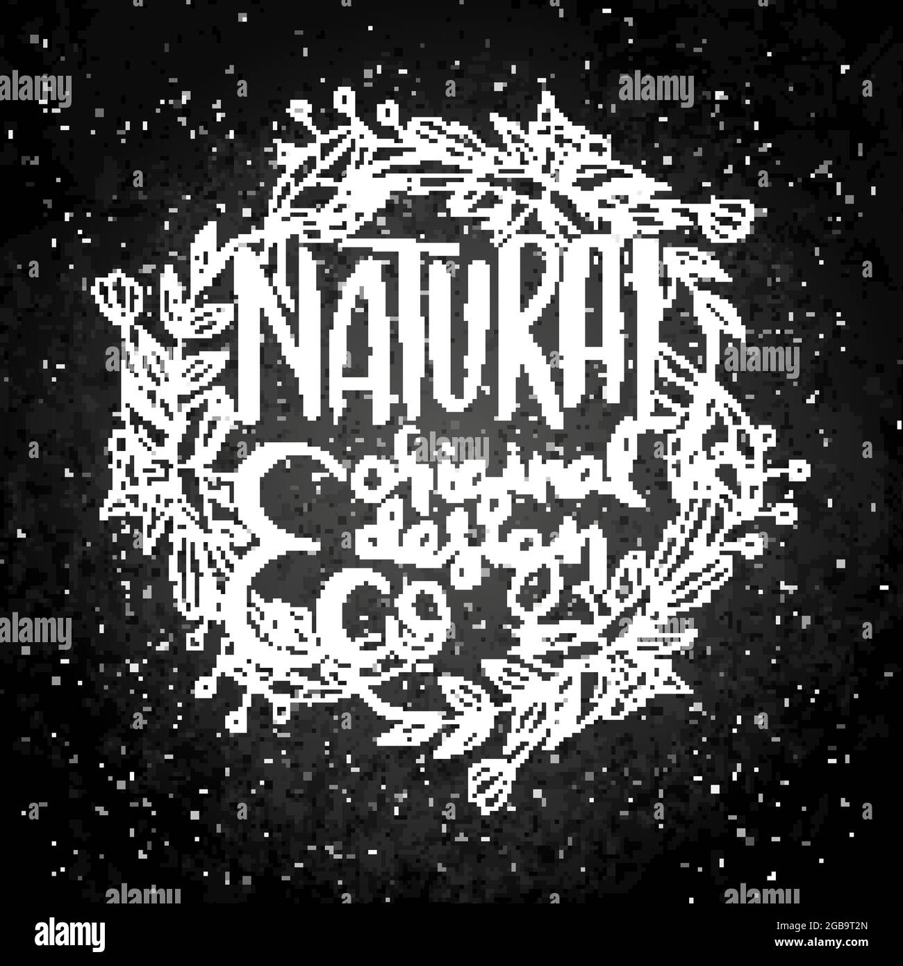 Natural Original Eco Design. Hand lettering grunge card with flower ...