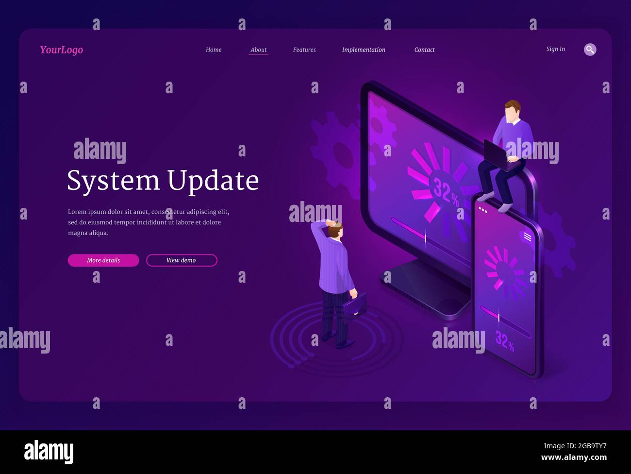 System update isometric landing page, web banner Stock Vector Image ...