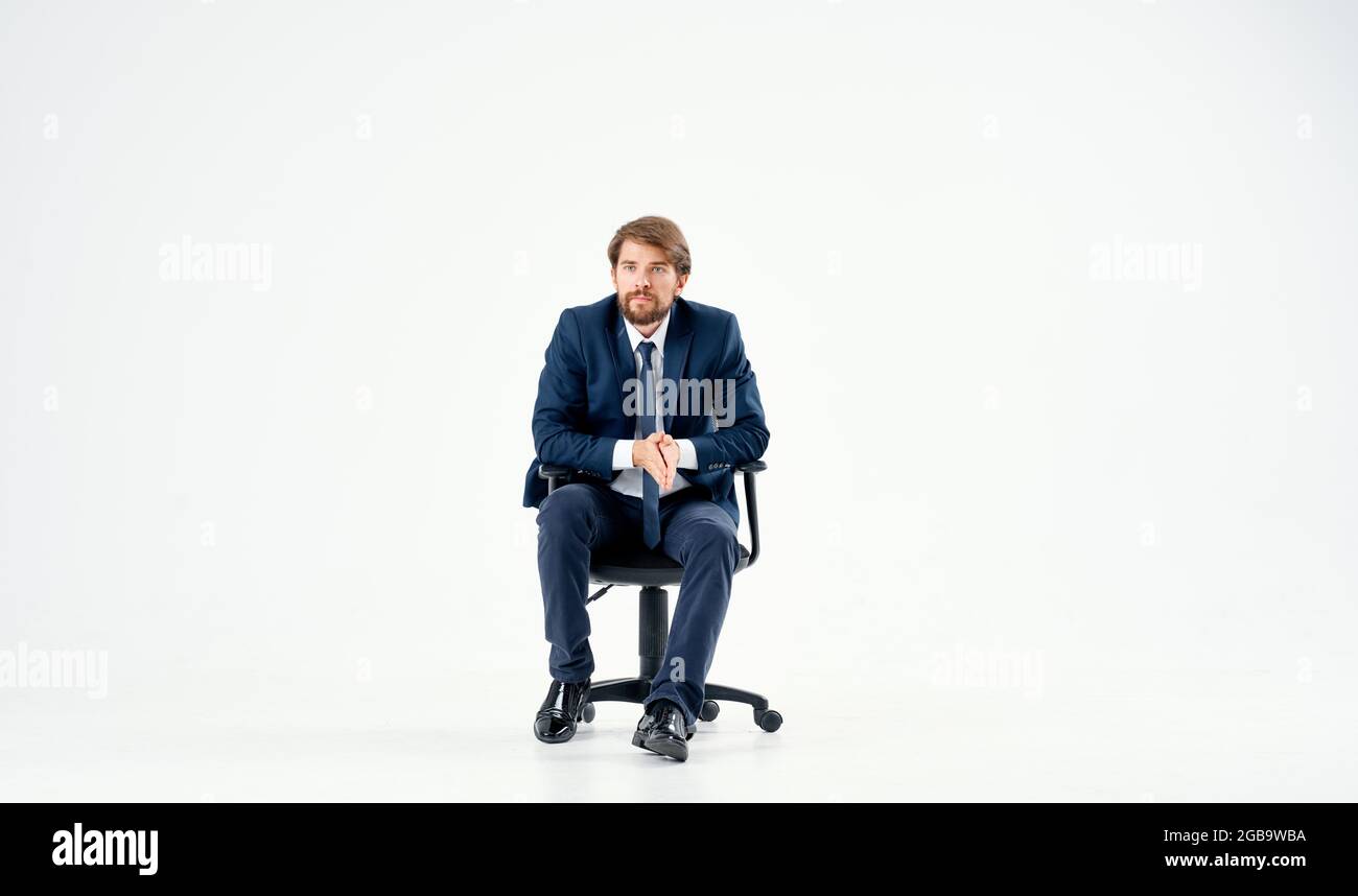 business man sitting in chair office work manager isolated background ...