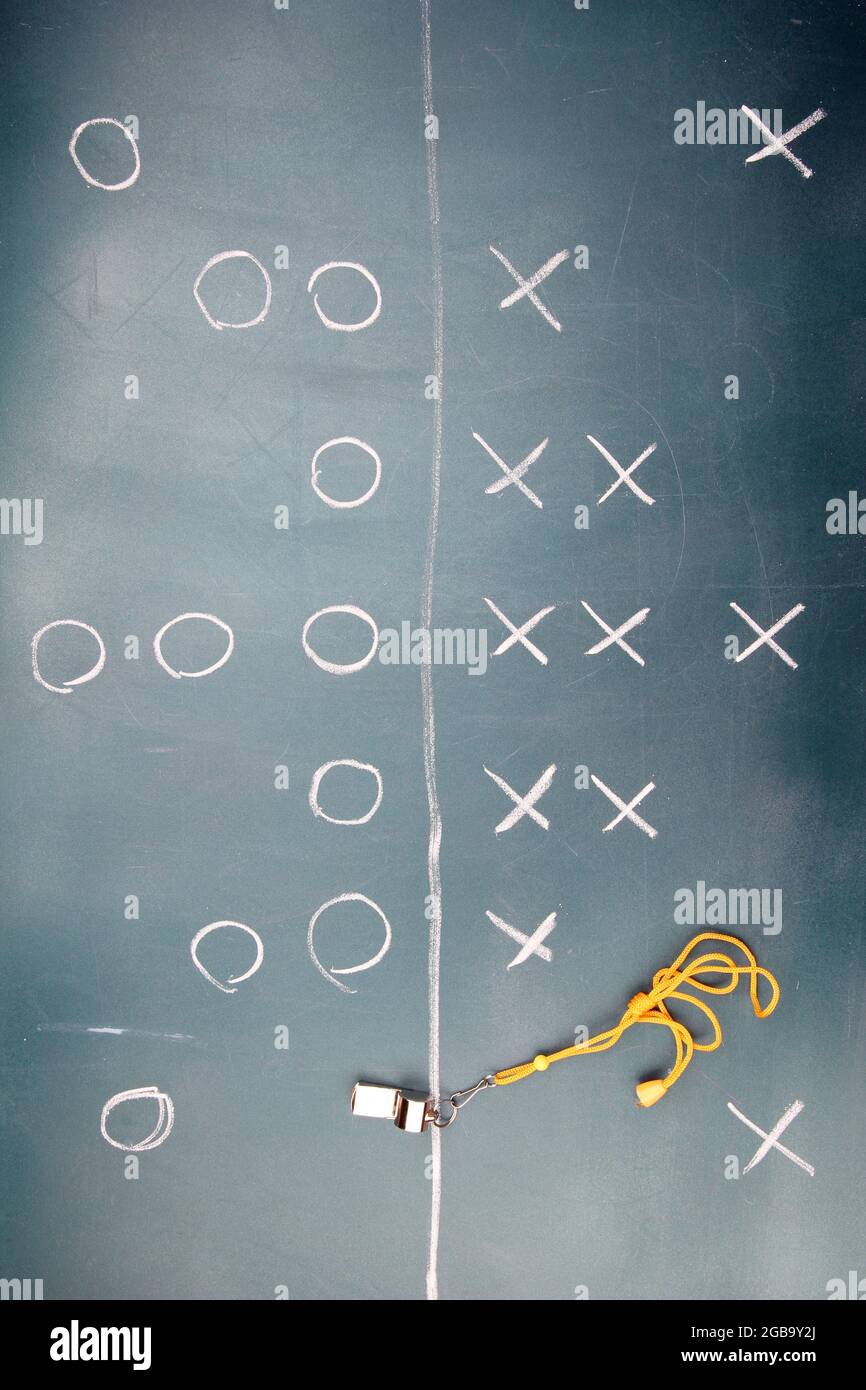 American football plan on blackboard Stock Photo - Alamy