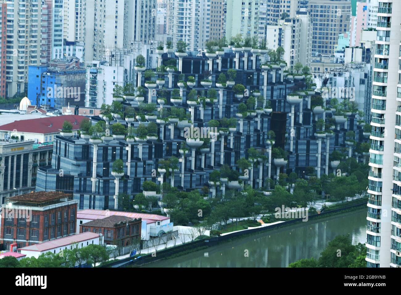 SHANGHAI, CHINA - JULY 31, 2021 - Aerial photo of Suzhou Riverside ...
