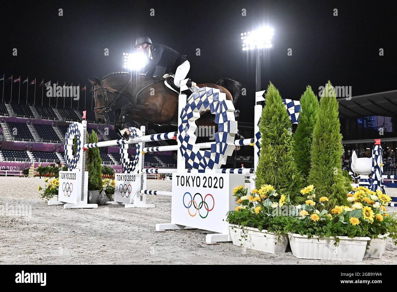 Tokyo, Japan. 02nd Aug, 2021. Eventing showjumping. Equestrian Park. 1 ...