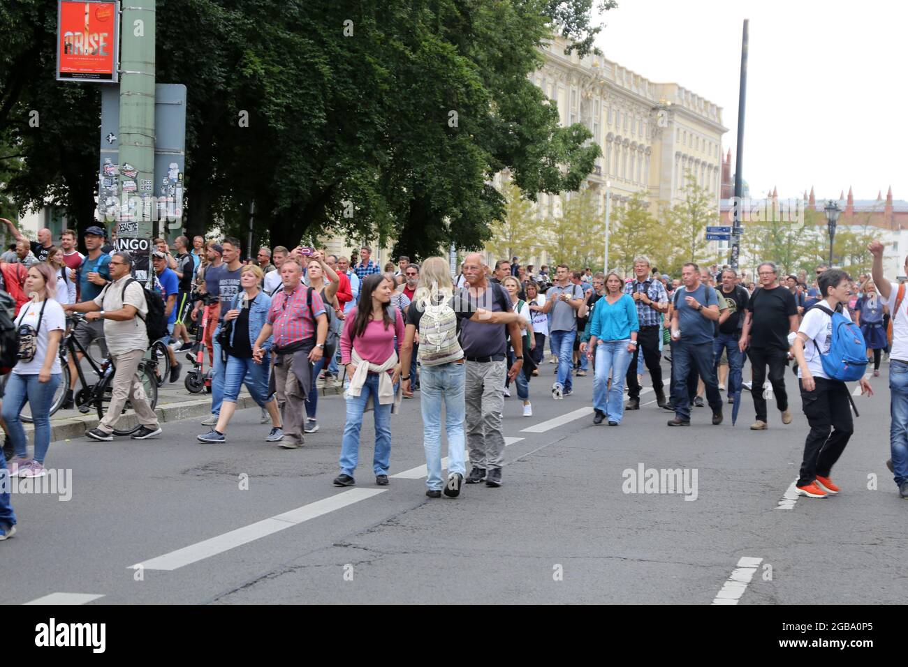 Berlin August 01, 2021: The planned Corona demonstration for peace and ...