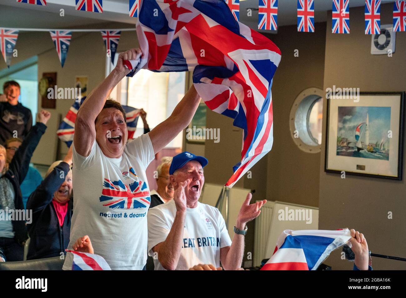 Vivian and Leslie Bithell watch their son Stuart Bithell and his helm ...