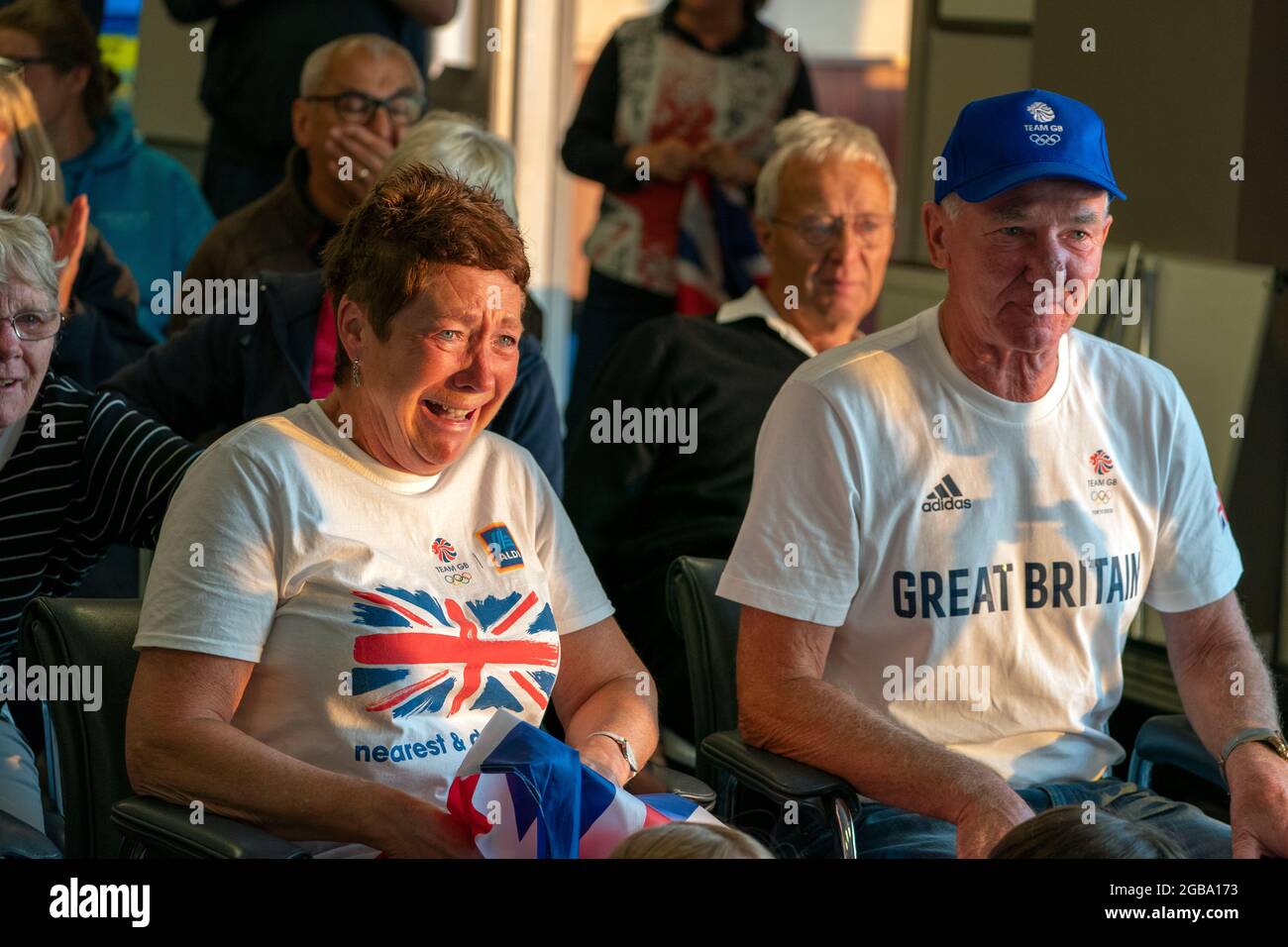 Vivian and Leslie Bithell watch their son Stuart Bithell and his helm ...