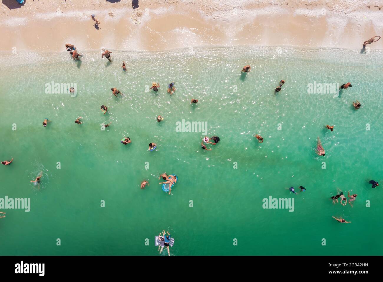 Porto Vathy, Marble Beach, Thassos, Greece- July 19, 2021: aerial view ...