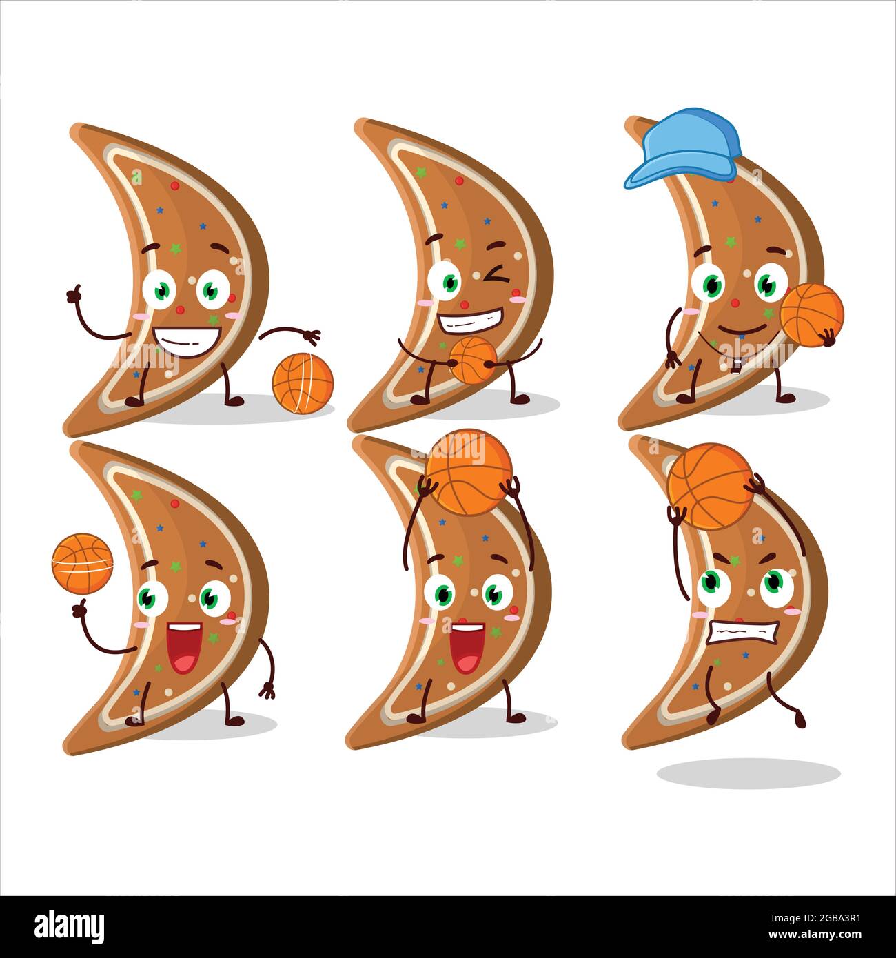 Talented gingerbread moon cartoon character as a basketball athlete ...
