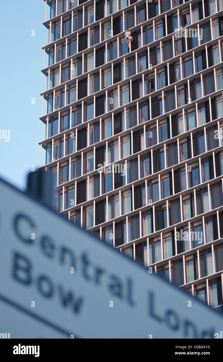Free-solo climber George King climbs the Stratosphere Tower building, a ...