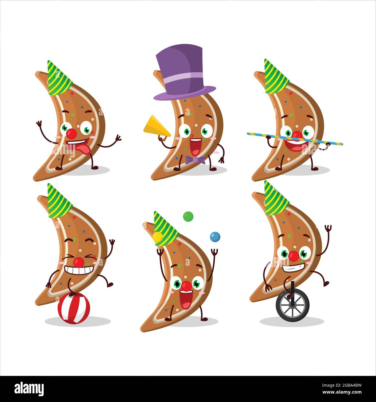 Cartoon character of gingerbread moon with various circus shows. Vector ...