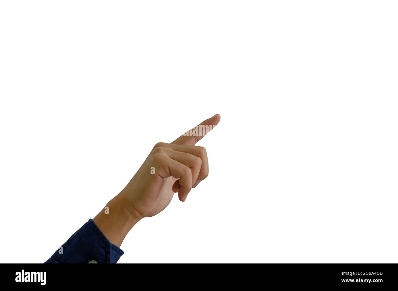 Man pointing hand on a white background Stock Photo - Alamy