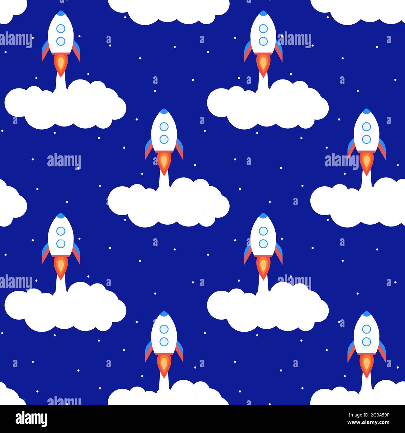 Space pattern with rockets for children vector illustration Stock ...