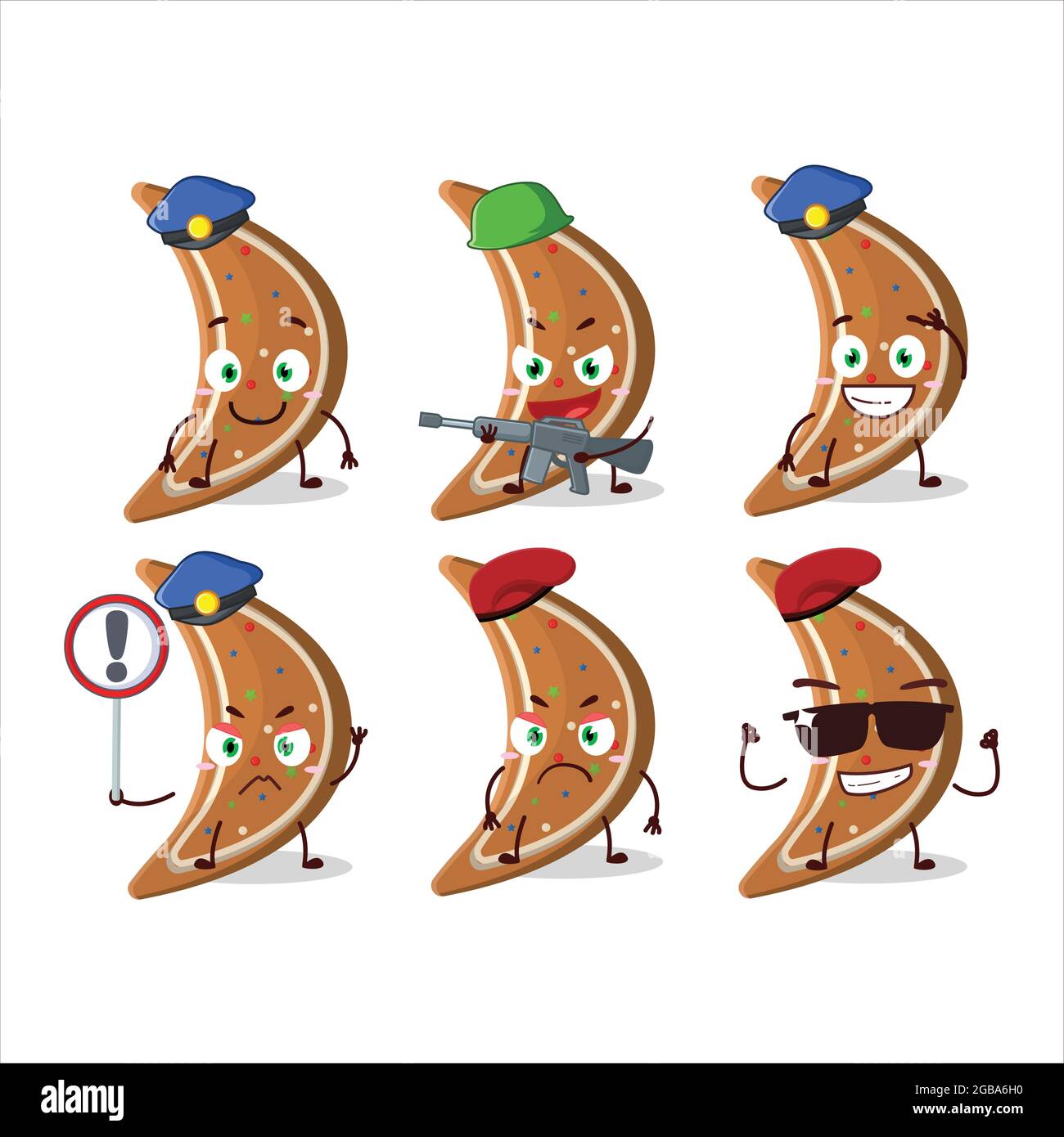 A dedicated Police officer of gingerbread moon mascot design style ...