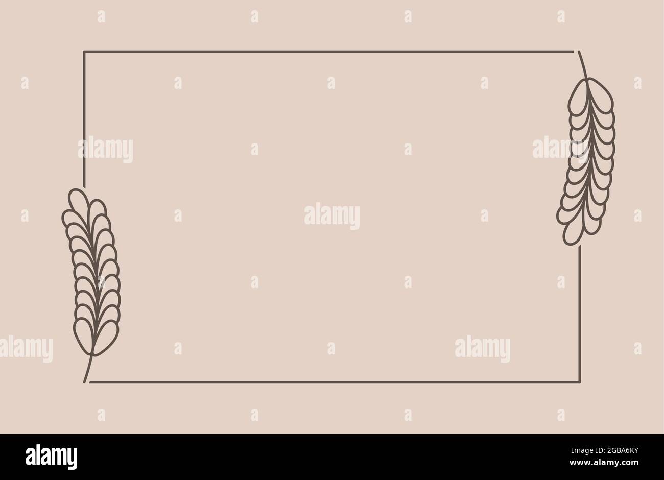 Plant branch in a rectangular frame, with place for text for posters ...