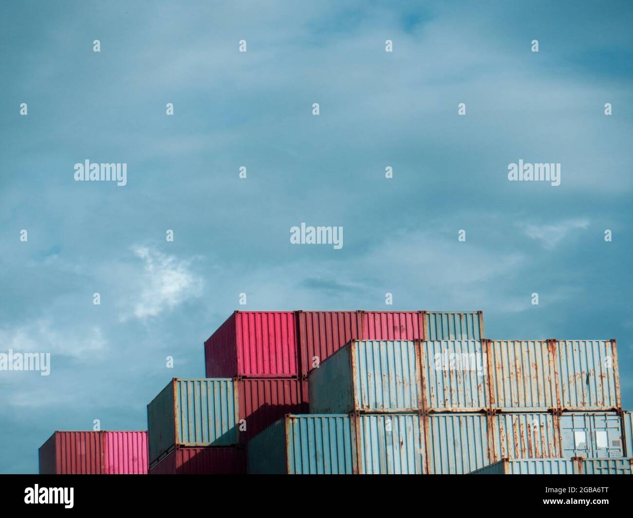 container yard blue sky for letters Stock Photo - Alamy