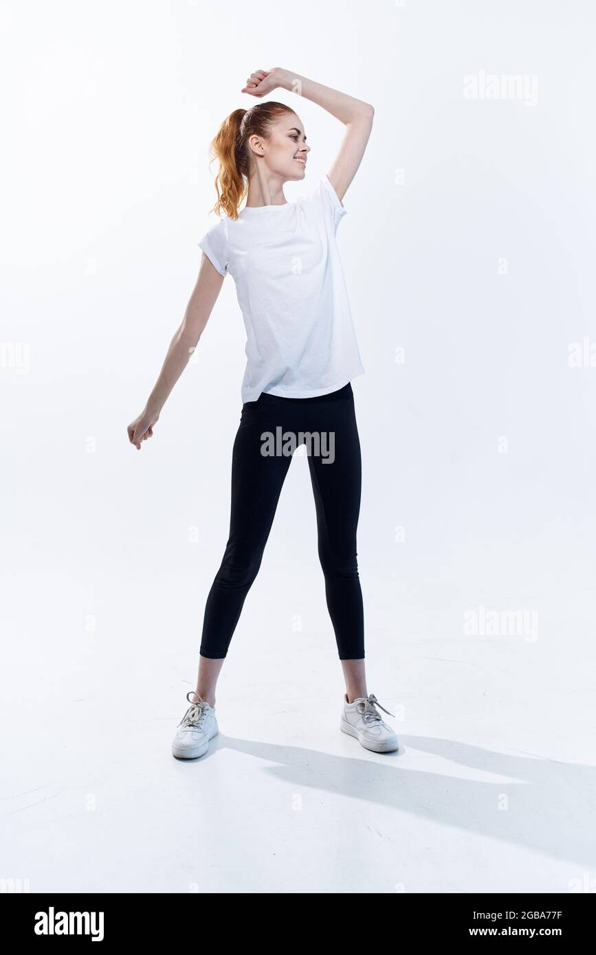 sports woman lifestyle energy workout fitness light background Stock ...