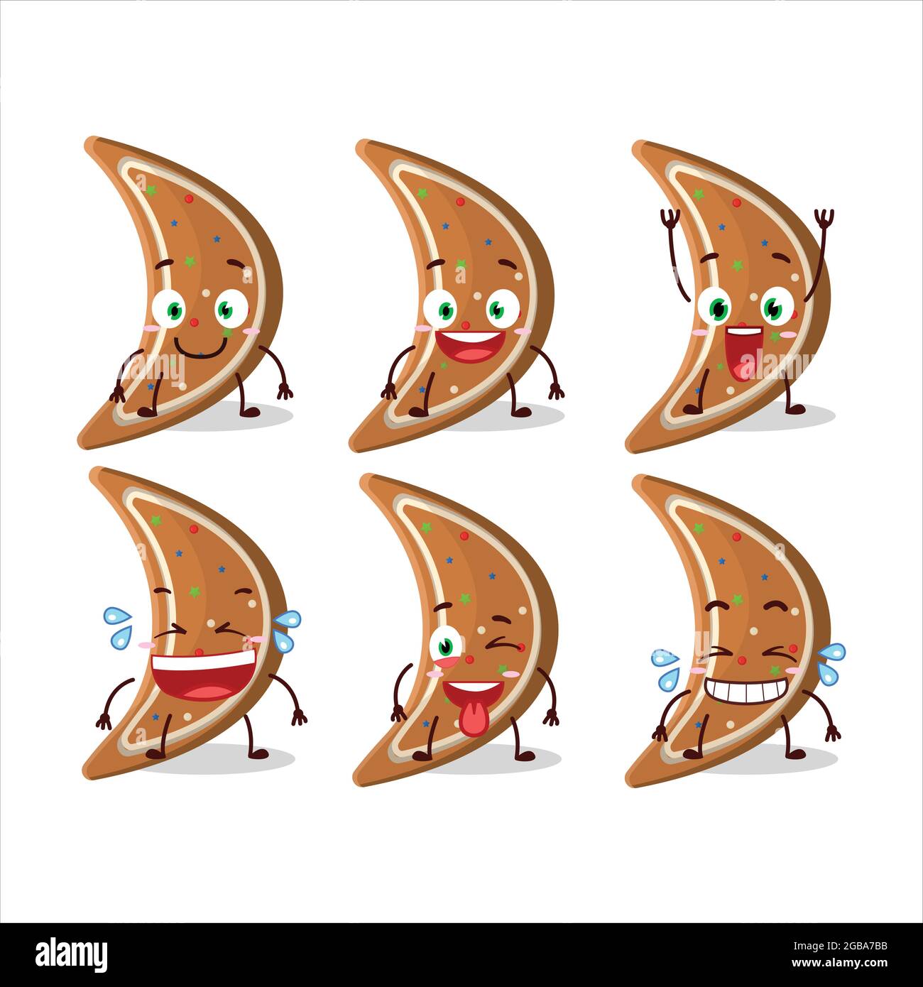 Cartoon character of gingerbread moon with smile expression. Vector ...