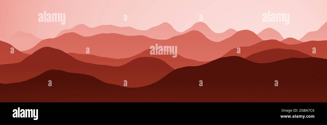 nice red flat of mountains ridges in haze digitally made texture ...