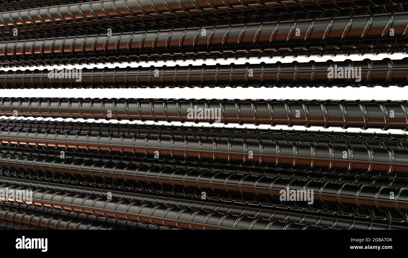 steel reinforcing bar backdrop, isolated digital industrial 3D ...