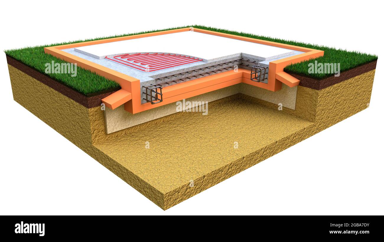 insulated reinforced cement slab basement. isolated concept industrial ...