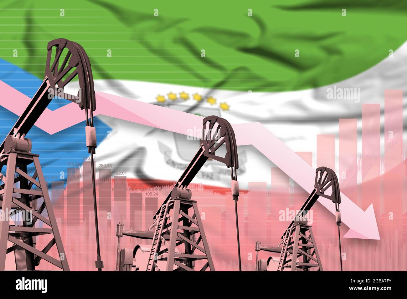 Equatorial Guinea oil industry concept, industrial illustration ...