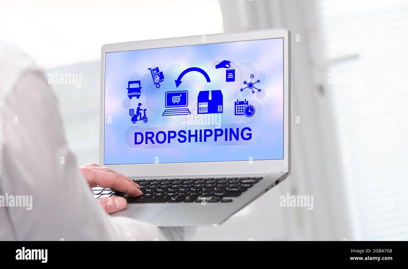 Laptop screen displaying a dropshipping concept Stock Photo - Alamy