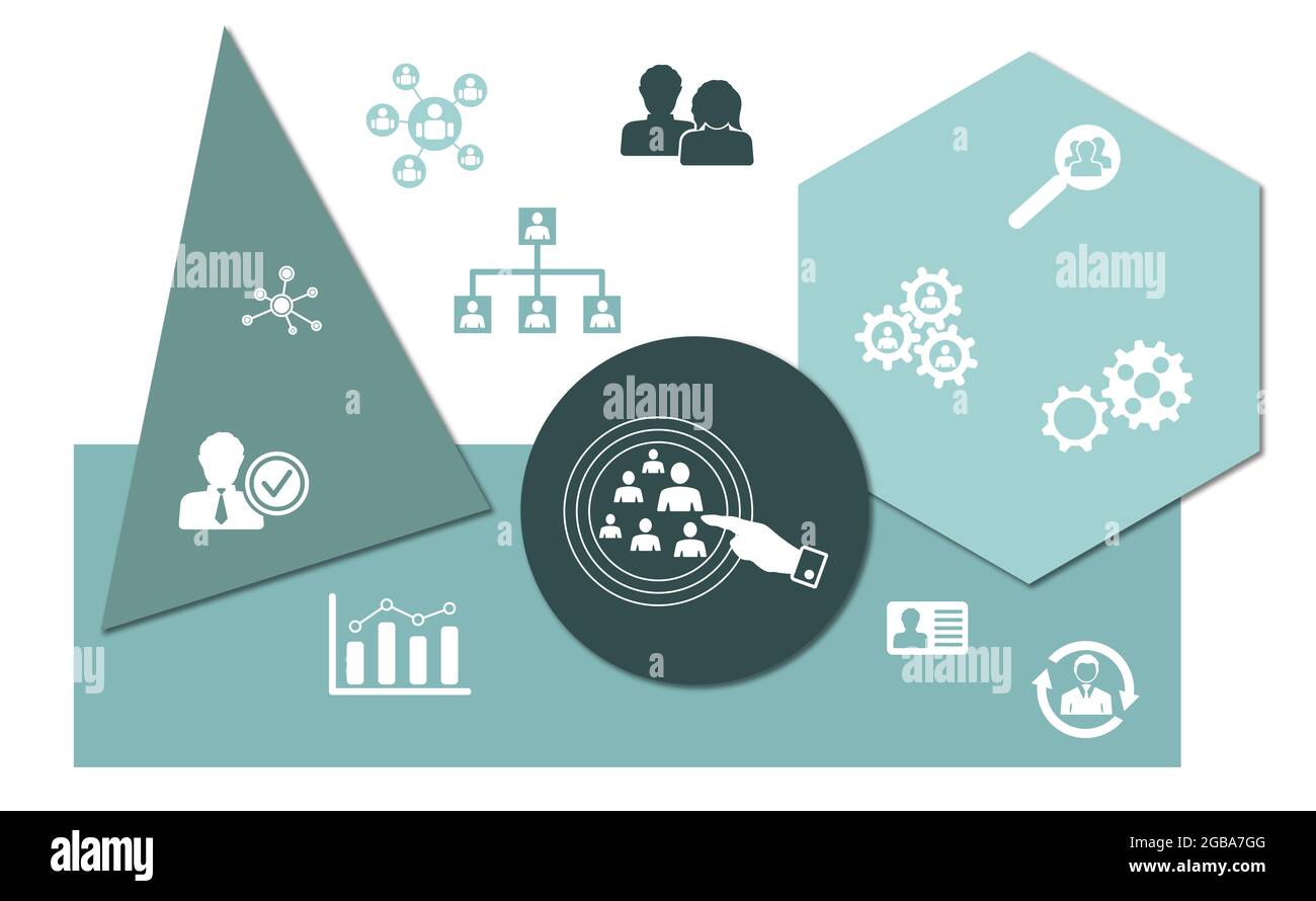 Concept of hrm with icons on geometric shapes background Stock Photo ...