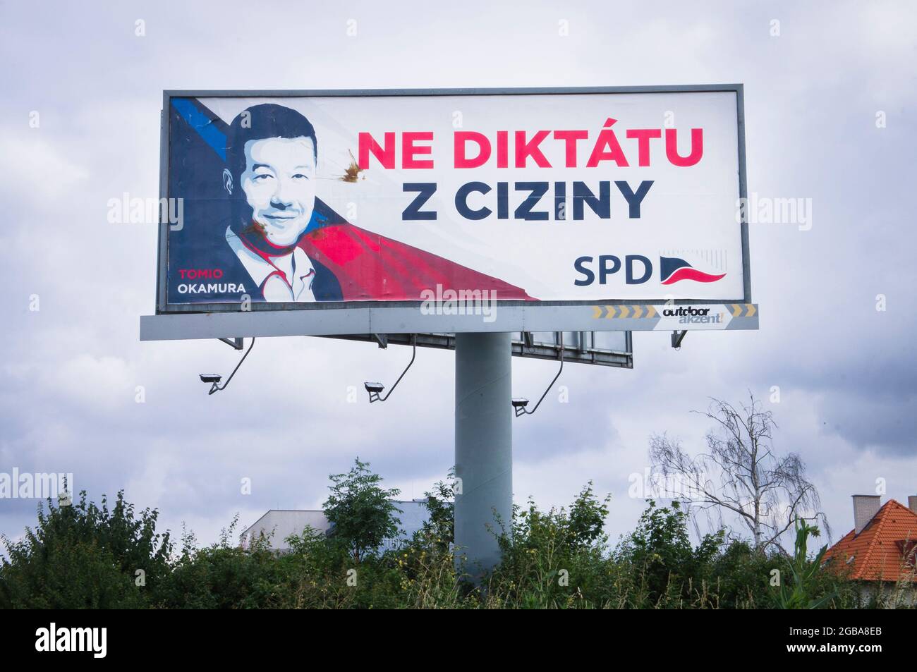 Billboard of SPD (Freedom and Direct Democracy), Tomio Okamura, Prague ...