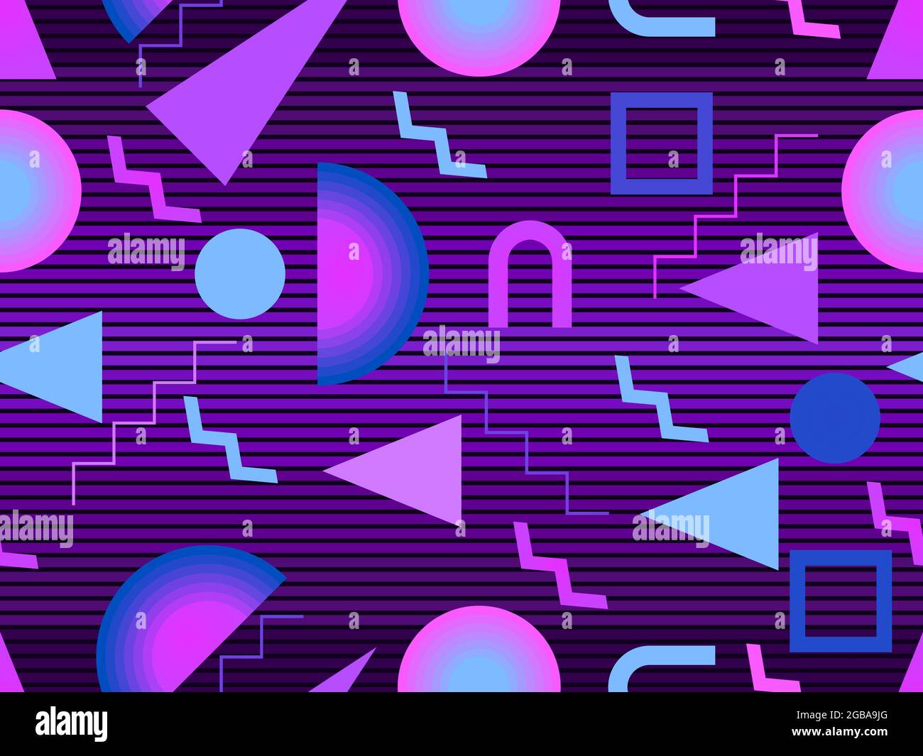 80s geometric seamless pattern in Memphis style. Geometric shapes on a ...