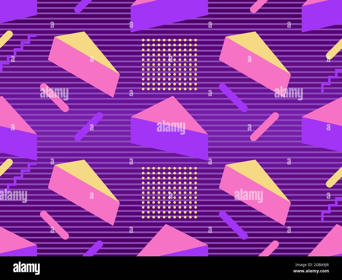 80s geometric seamless pattern in Memphis style. Geometric shapes on a ...