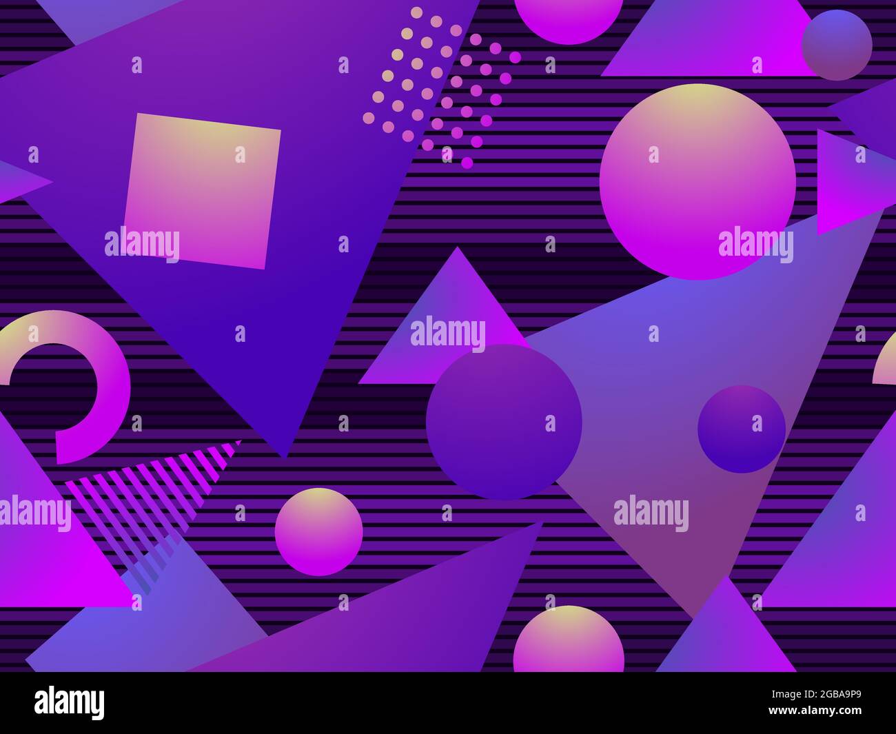 Geometric seamless pattern in 80s style with memphis shapes. Colorful ...