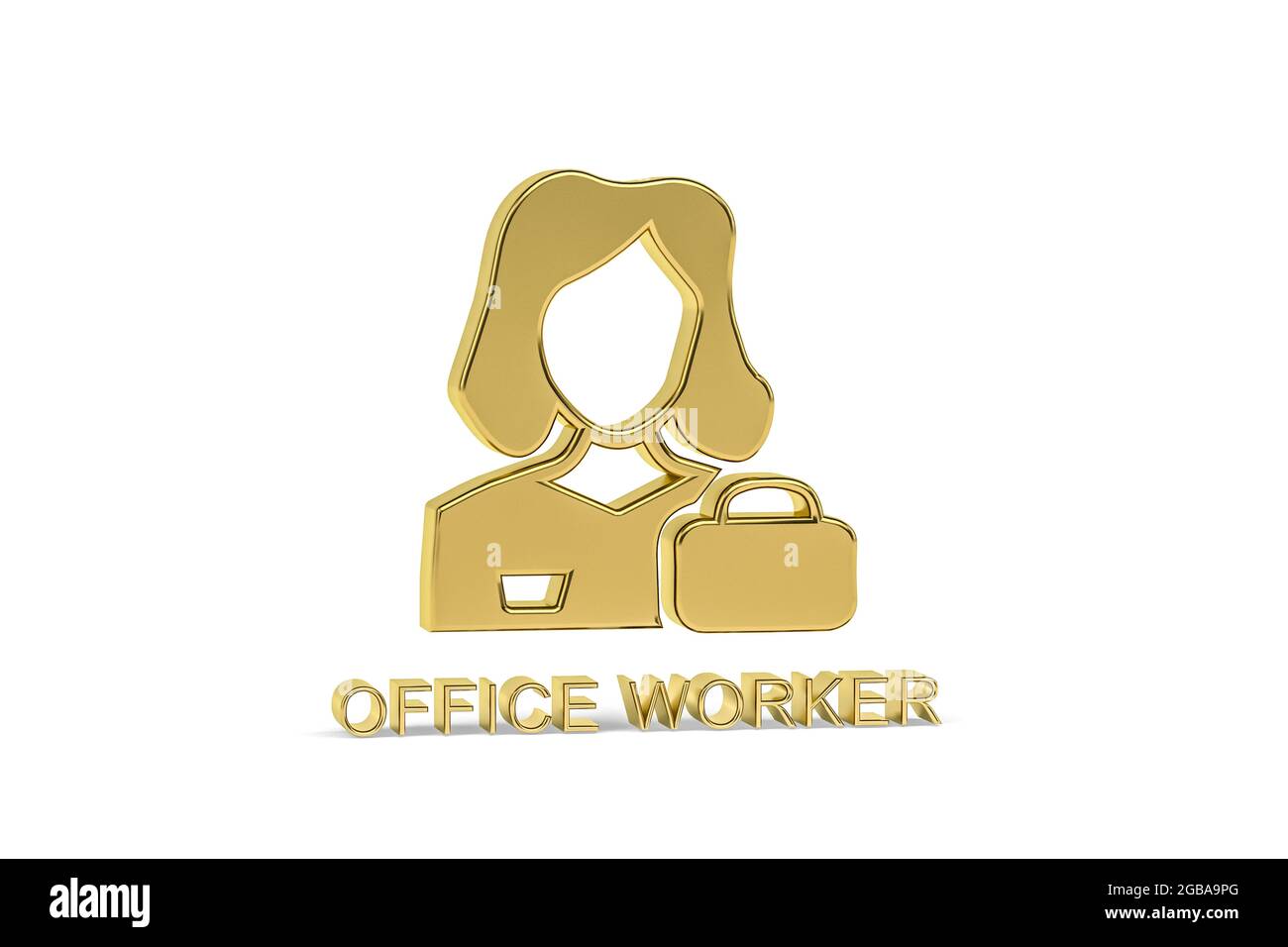 Golden 3d office worker icon isolated on white background - 3d render ...