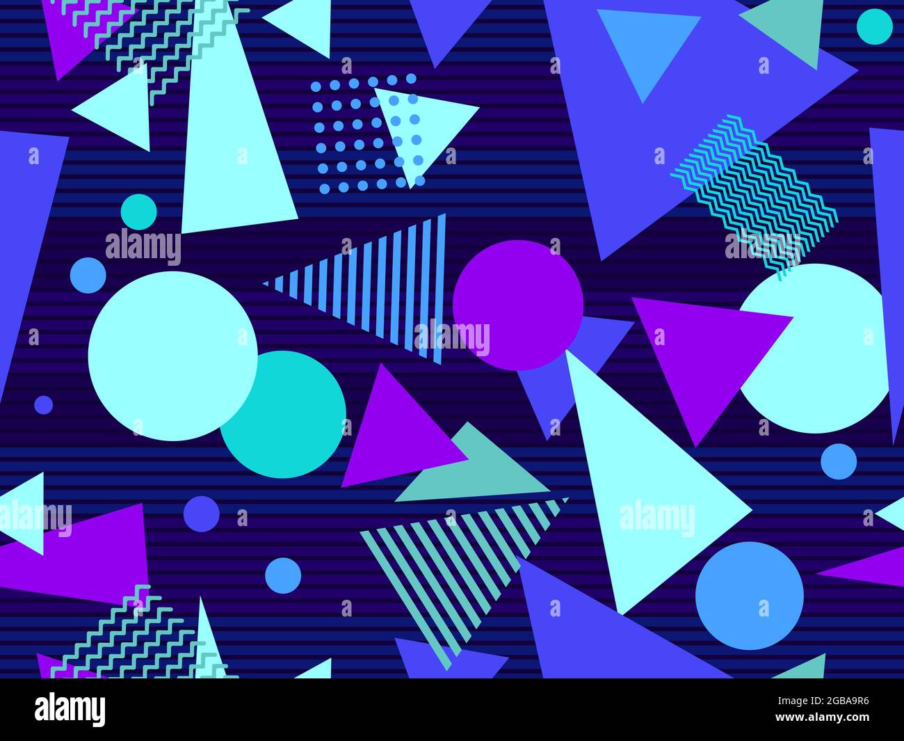 80s geometric seamless pattern in Memphis style. Geometric shapes on a ...