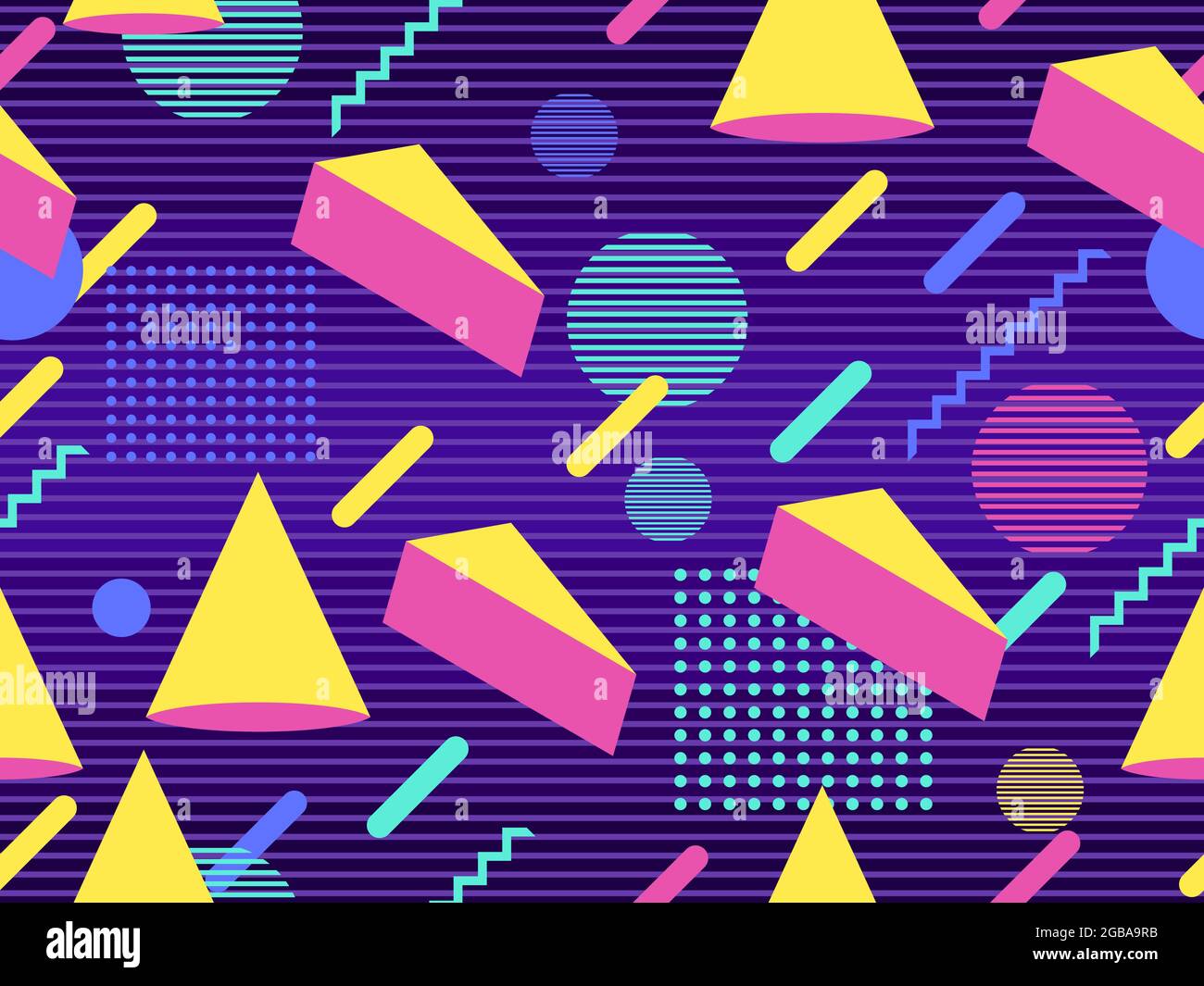 80s geometric seamless pattern in Memphis style. Geometric shapes on a ...