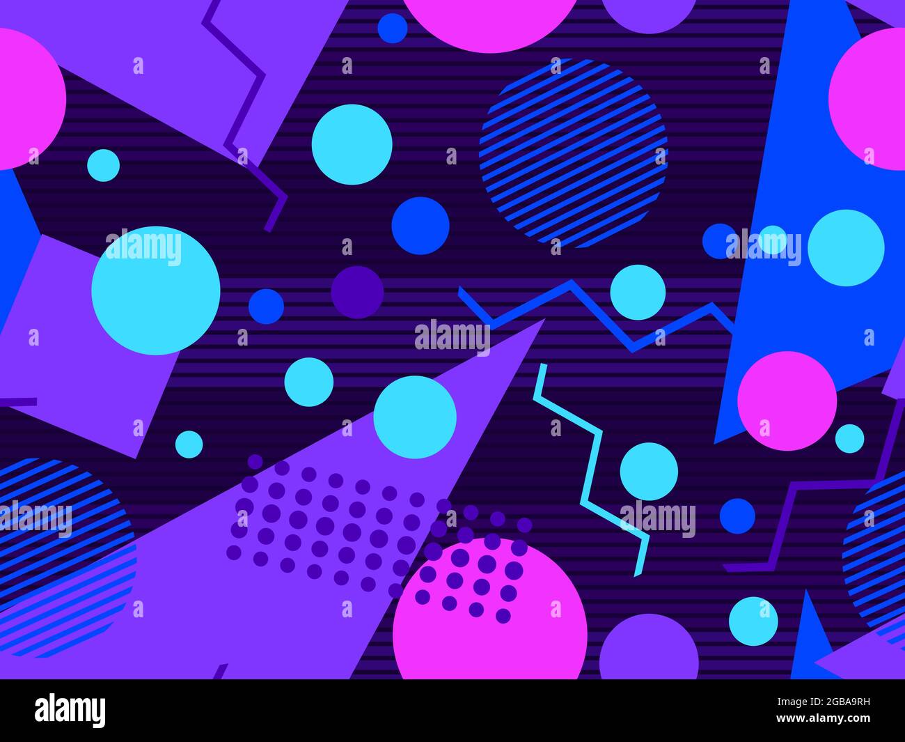 80s geometric seamless pattern in Memphis style. Geometric shapes on a ...
