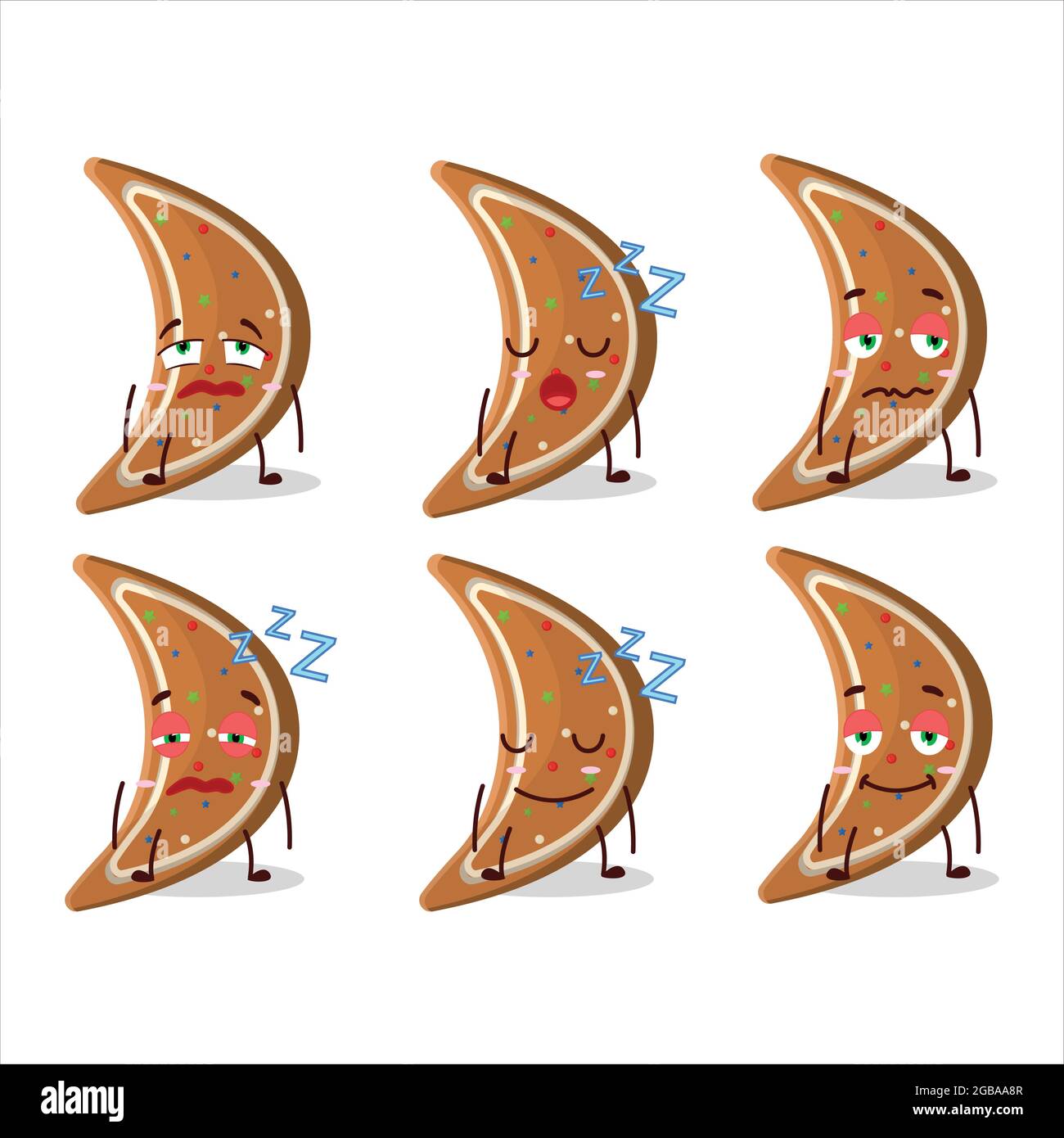 Cartoon character of gingerbread moon with sleepy expression. Vector ...