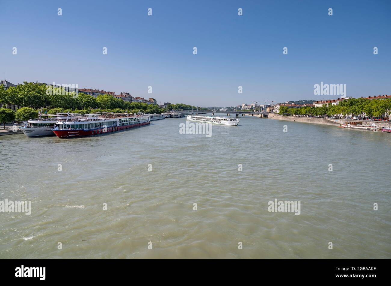 A cruise ship turning on the Rhône river, Lyon, France Stock Photo - Alamy