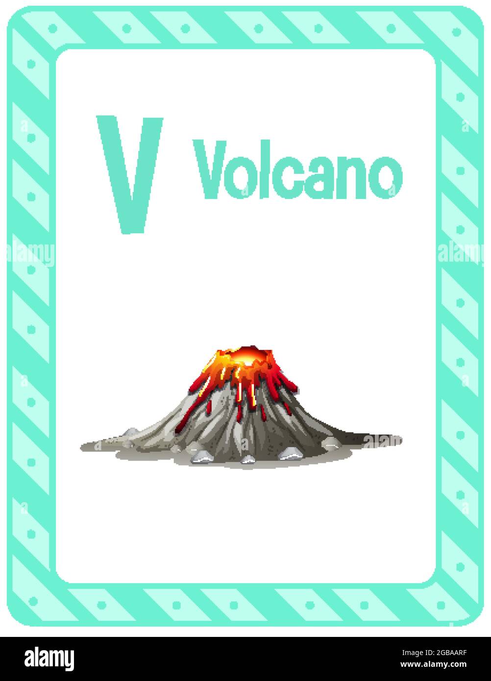 Alphabet flashcard with letter V for Volcano illustration Stock Vector ...