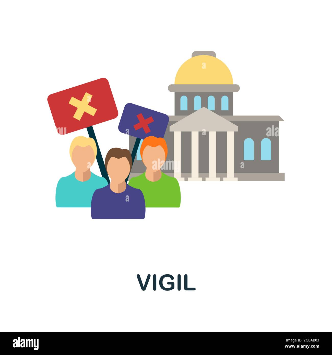 Vigil flat icon. Colored filled vector element from activism collection ...