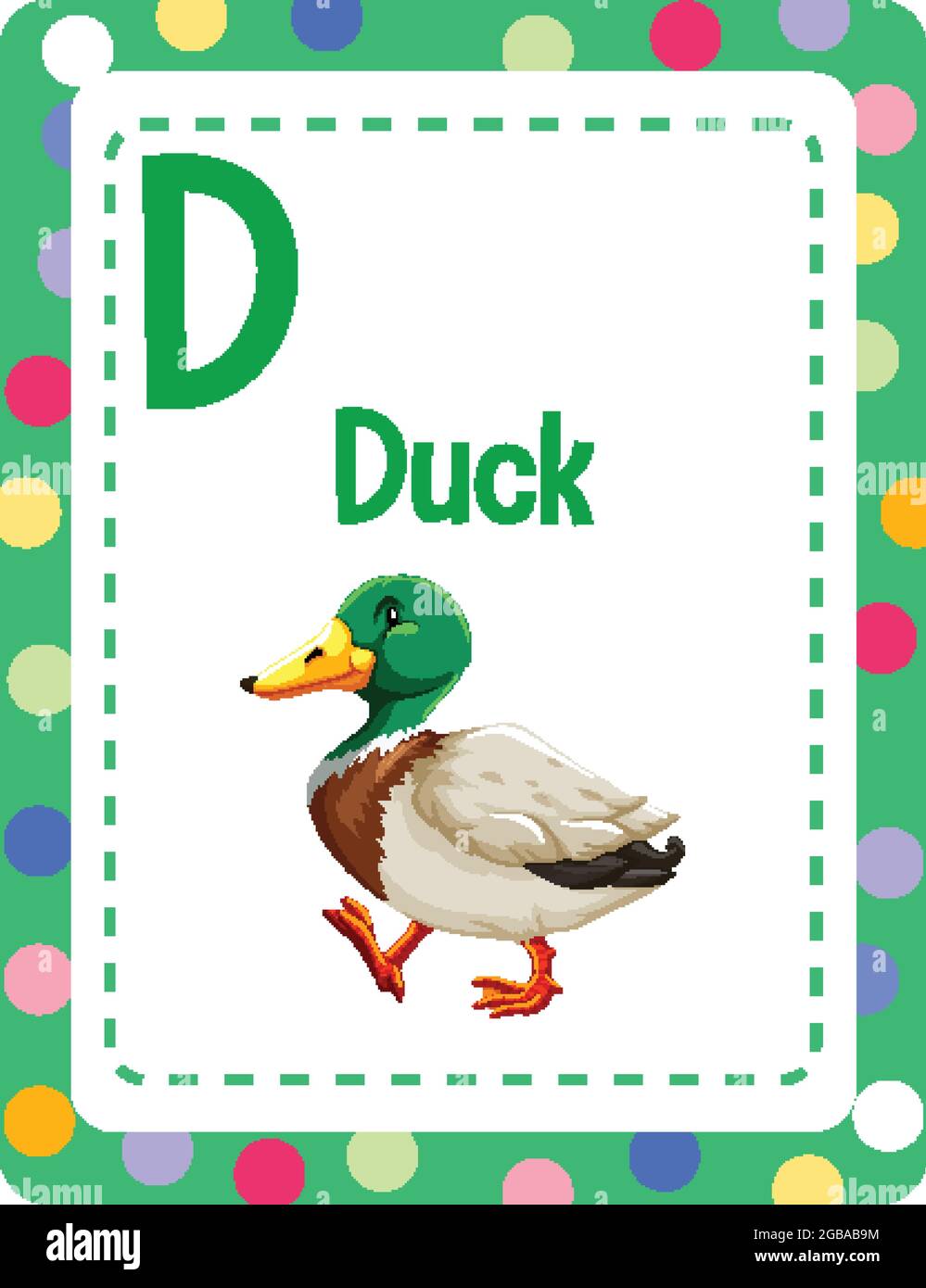 Alphabet flashcard with letter D for Duck illustration Stock Vector ...