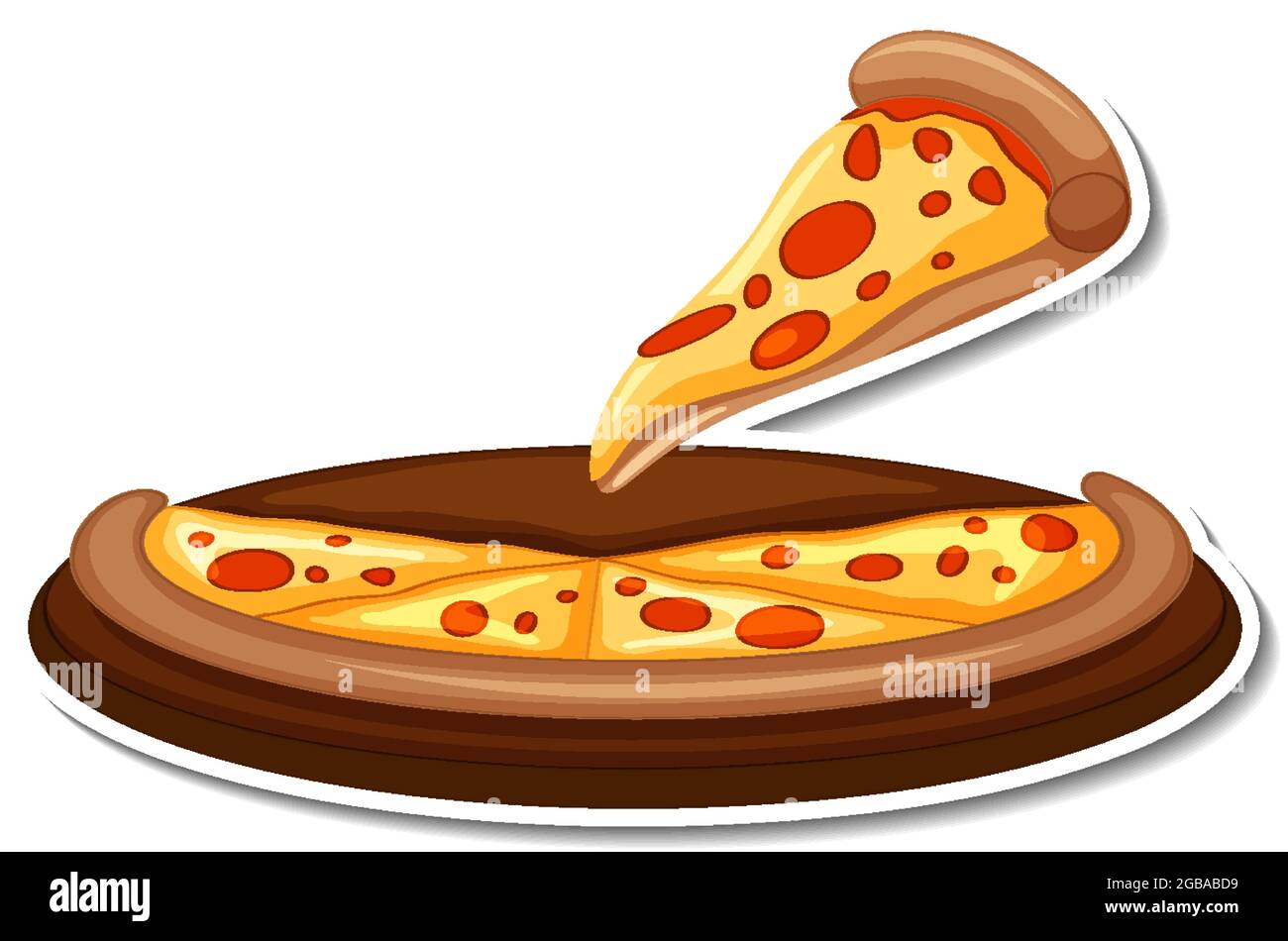 A piece of Italian pizza sticker on white background illustration Stock ...