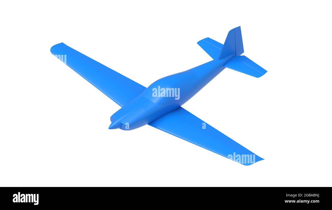 3D rendering of a small airplane outline computer model isolated on ...