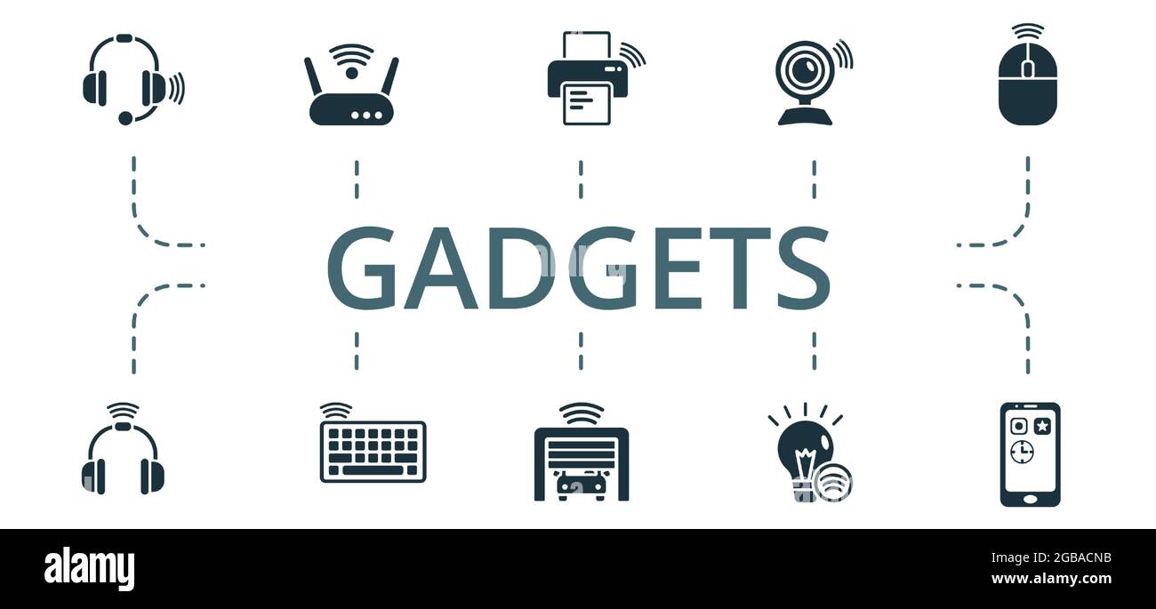 Gadgets icon set. Contains editable icons theme such as keyboard ...