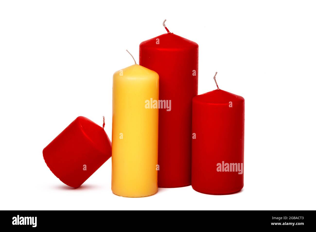 different size and colors candles isolated on a white background Stock ...