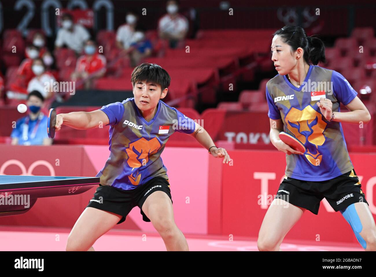 Tokyo, Japan. 3rd Aug, 2021. Yu Mengyu (R)/Lin Ye of Singapore compete ...