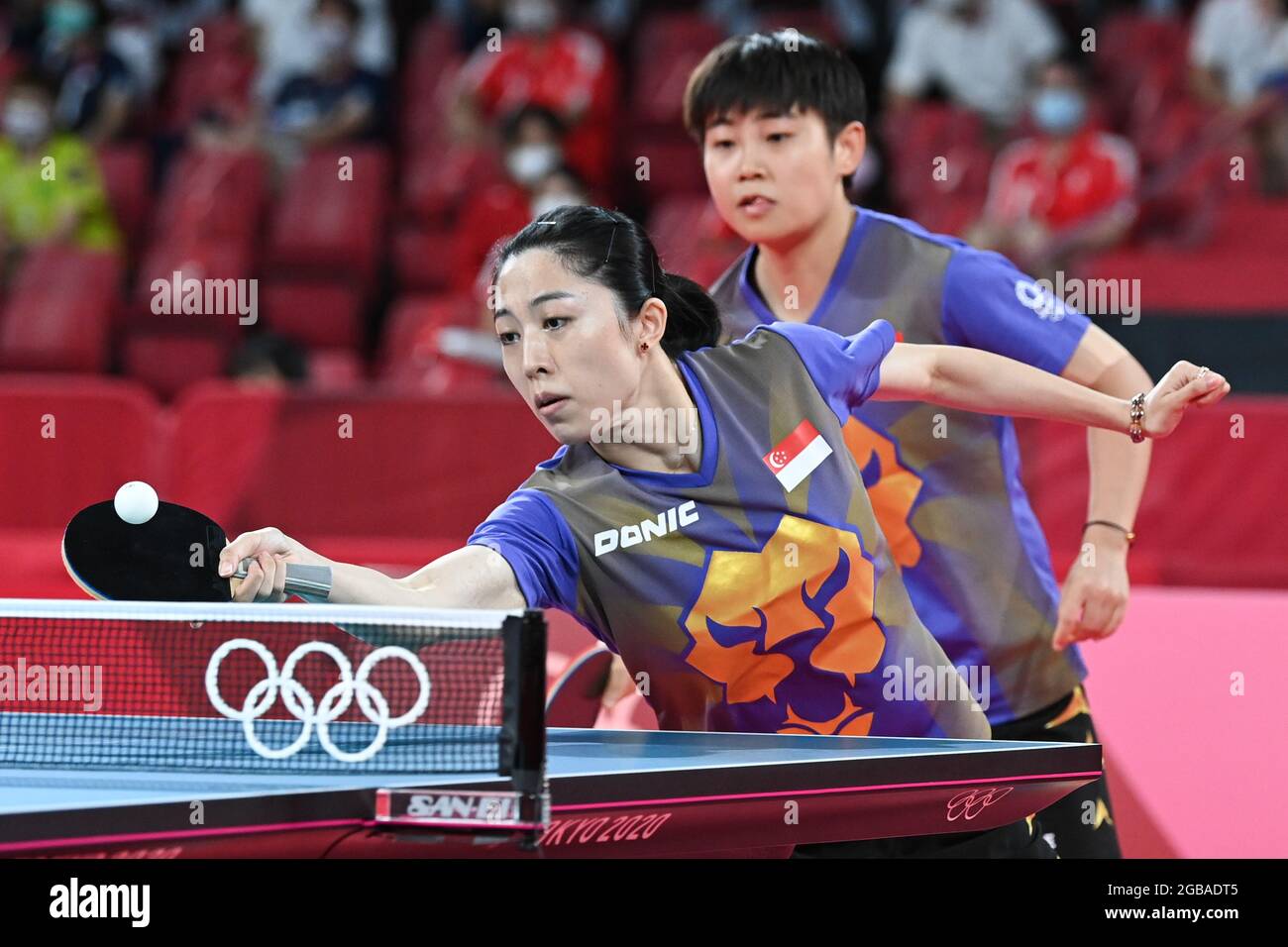 Tokyo, Japan. 3rd Aug, 2021. Yu Mengyu (L)/Lin Ye of Singapore compete ...