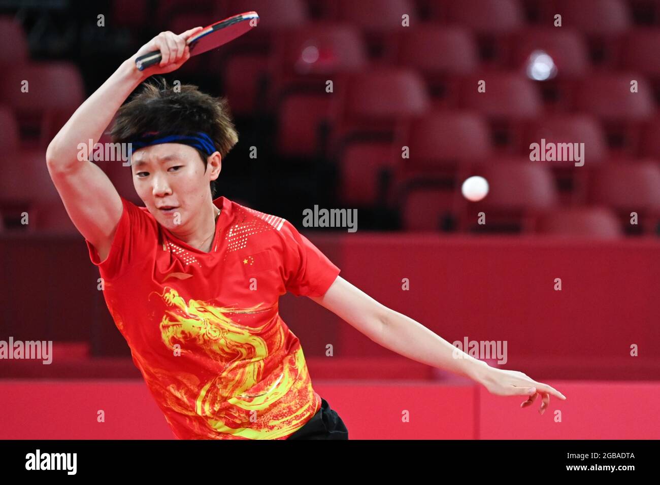 Tokyo, Japan. 3rd Aug, 2021. Wang Manyu of China hits a return during ...