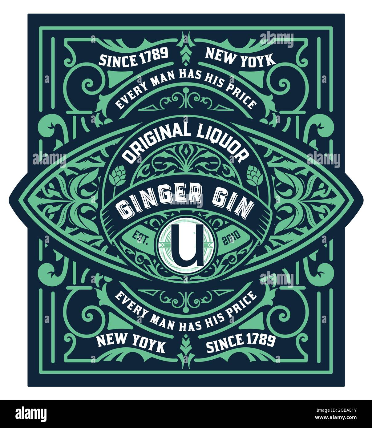 Vintage Label with Gin design Stock Vector Image & Art - Alamy